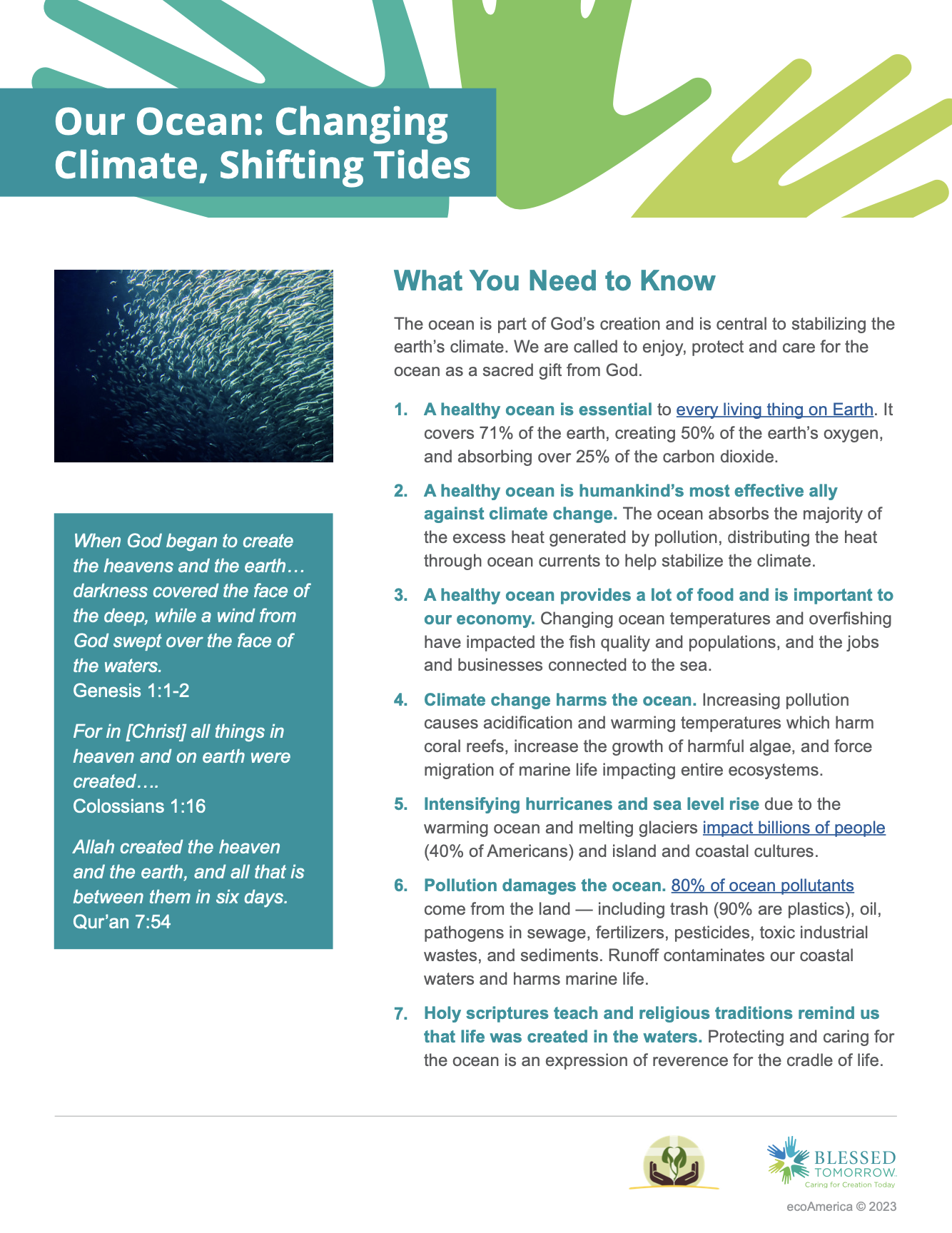 Our Ocean: Changing Climate, Shifting Tides - Blessed Tomorrow